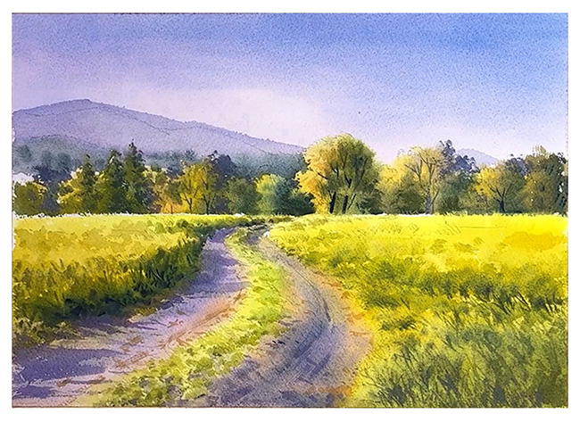How to paint a wheat field in Watercolor - Art for Sharing