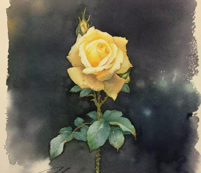 How to paint a Yellow Rose in Watercolor
